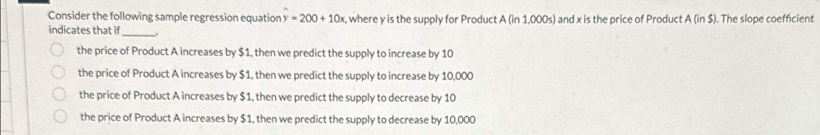 Solved Consider the following sample regression equation | Chegg.com