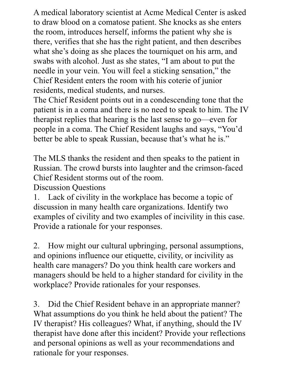 Solved A medical laboratory scientist at Acme Medical Center | Chegg.com