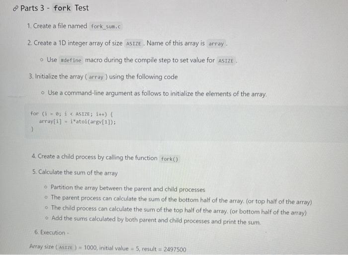 4. Create a child process by calling the function | Chegg.com