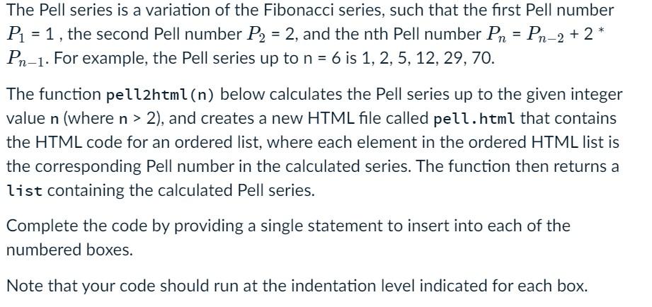 Solved The Pell series is a variation of the Fibonacci | Chegg.com