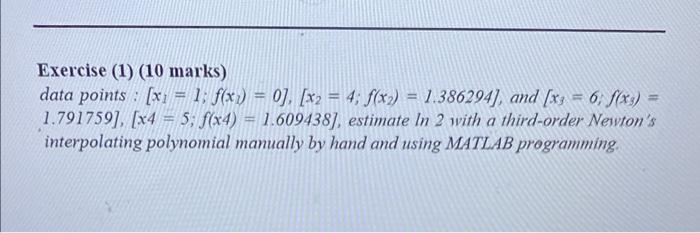 Solved Exercise 1 10 Marks Data Points 