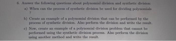 Solved 6. Answer the following questions about polynomial | Chegg.com