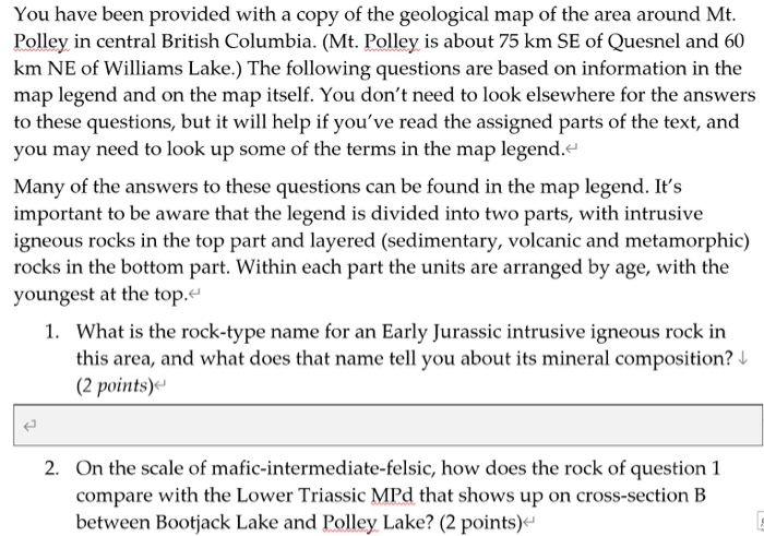 Solved You have been provided with a copy of the geological | Chegg.com