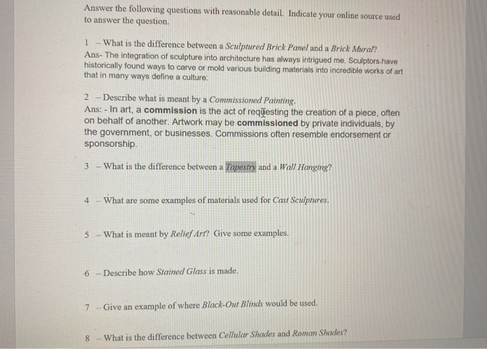 Solved Answer the following questions with reasonable | Chegg.com