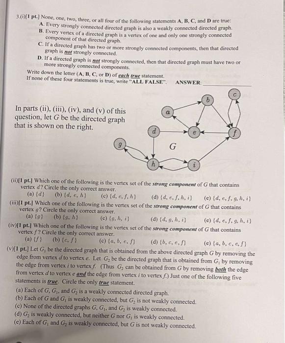 Solved 3.(i)[1 pt.] None, one, two, three, or all four of | Chegg.com