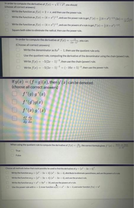 Solved In order to compute the derivathe of f(x)=4+x3, vou | Chegg.com