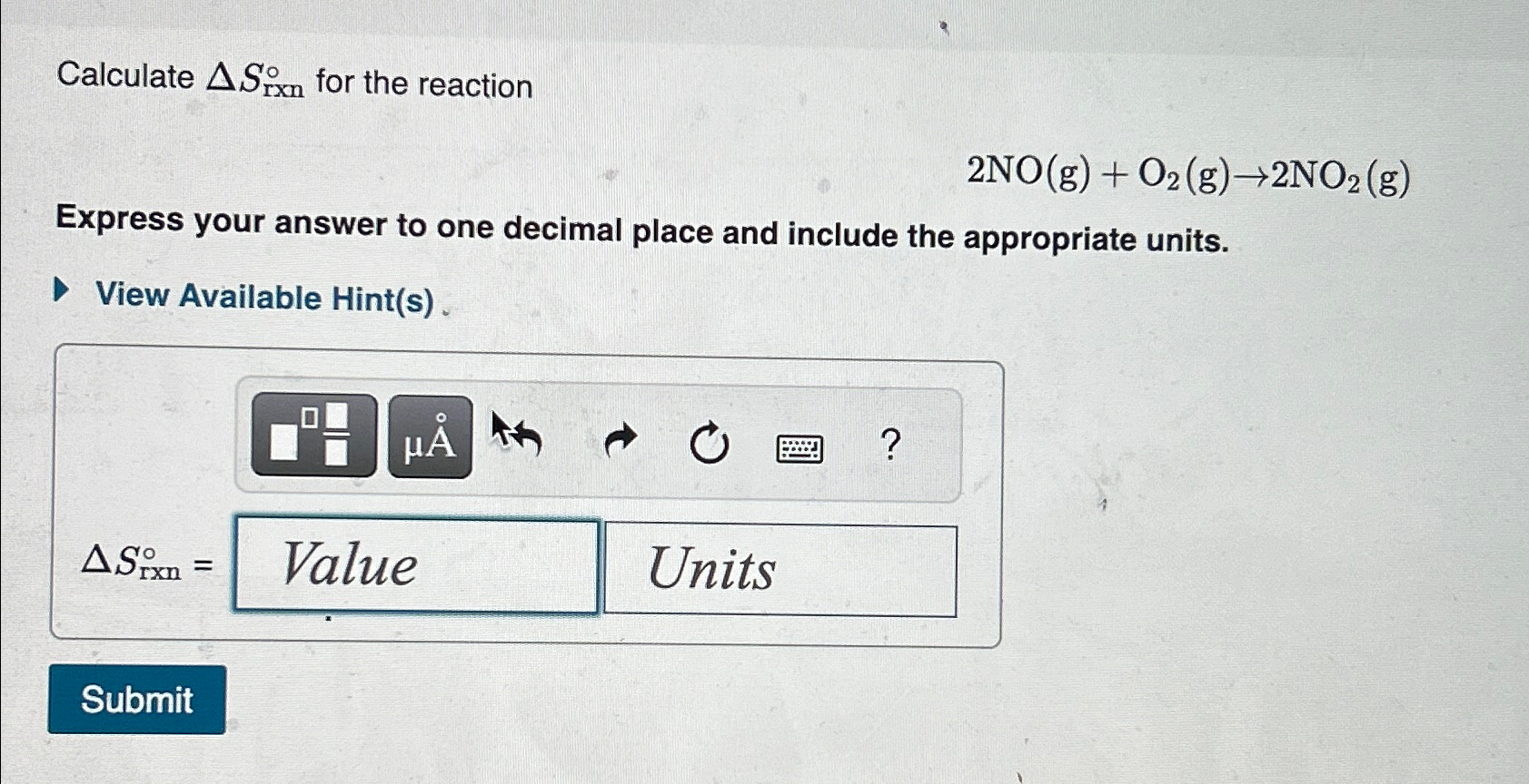 Solved Calculate \\\\Delta S_(rxn)\\\\deg for the | Chegg.com