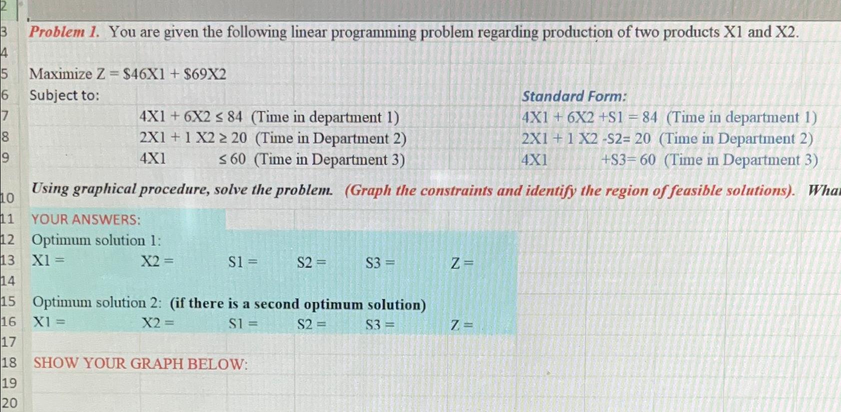 Solved Problem 1. ﻿You are given the following linear | Chegg.com