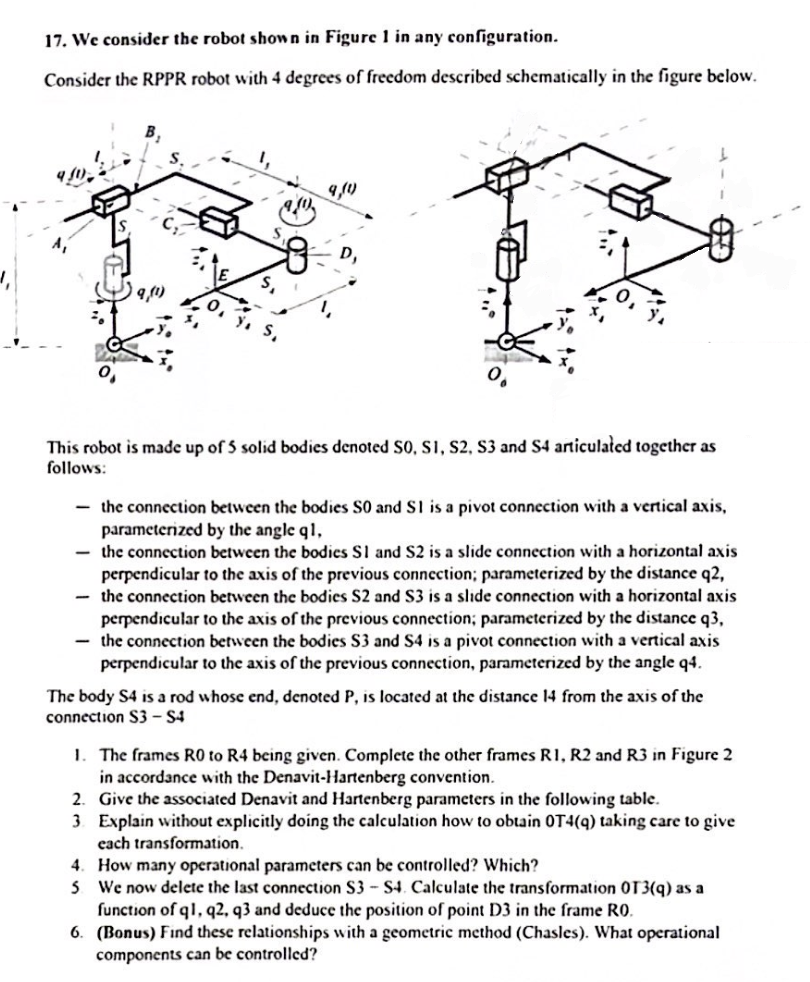 ROBOTICS DH PARAMETERS QUESTION:We consider the robot | Chegg.com