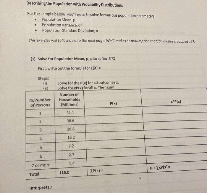 Solved Describing the Population with Probability | Chegg.com