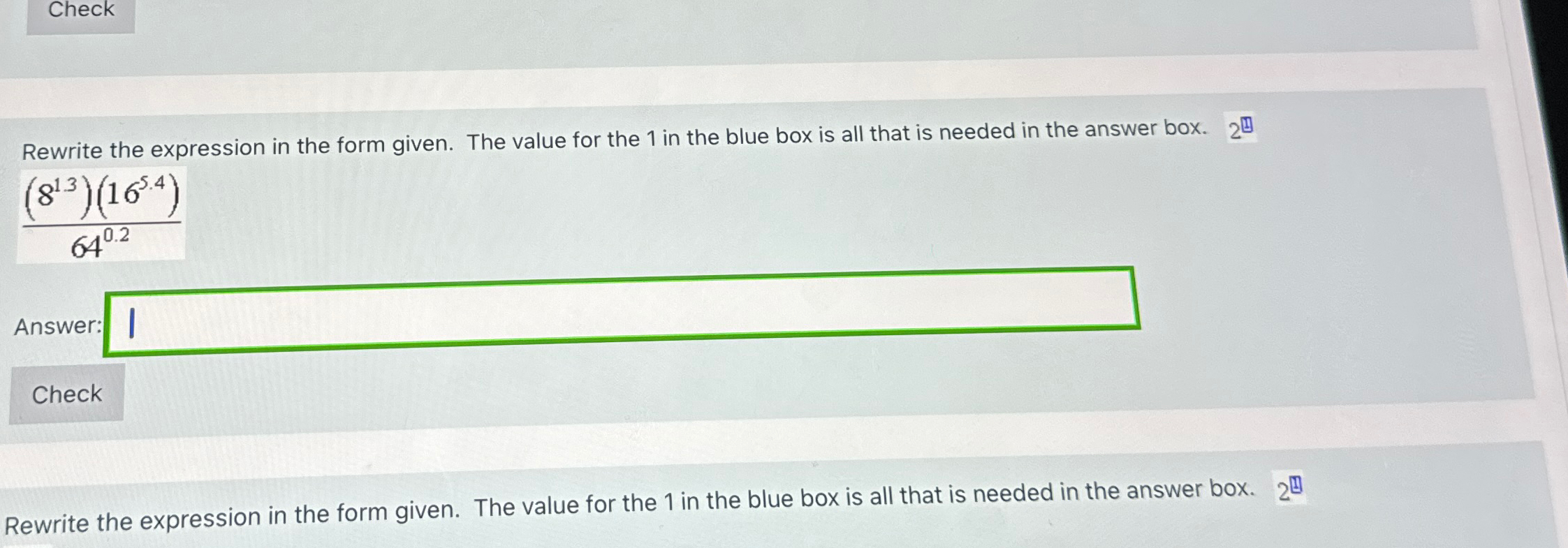 Solved Rewrite the expression in the form given. The value | Chegg.com