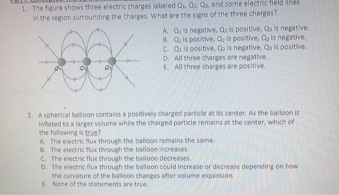 Solved 1. The figure shows three electric charges labeled | Chegg.com
