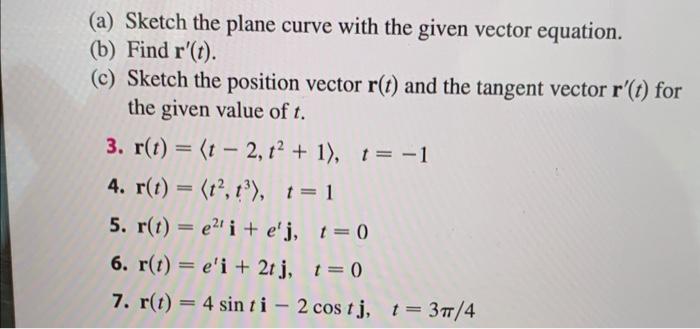 Solved (a) Sketch the plane curve with the given vector | Chegg.com