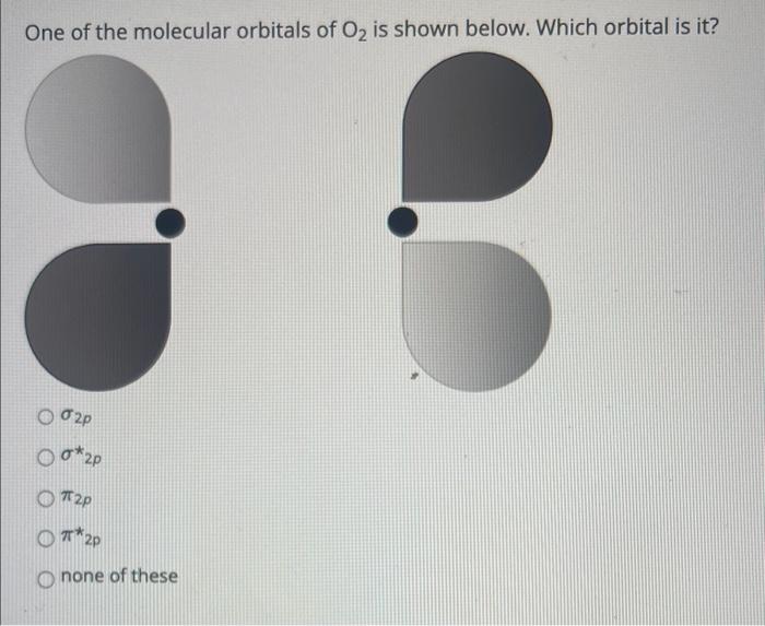 Solved One of the molecular orbitals of O2 is shown below. | Chegg.com
