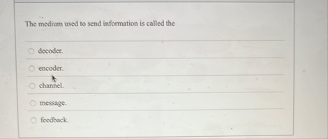 Solved The medium used to send information is called | Chegg.com
