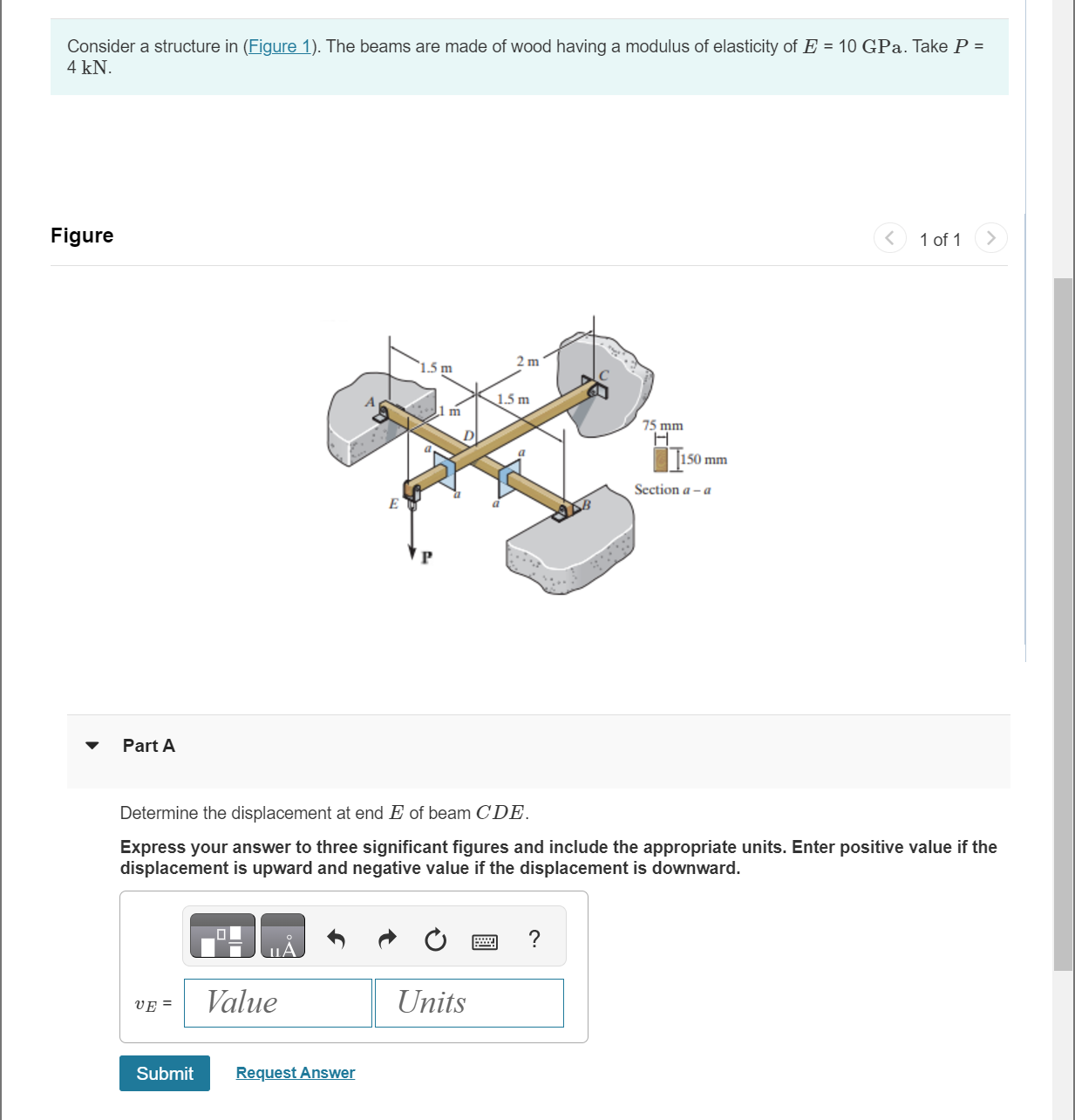 Solved Determine the displacement at end \( ﻿E \) ﻿of beam | Chegg.com