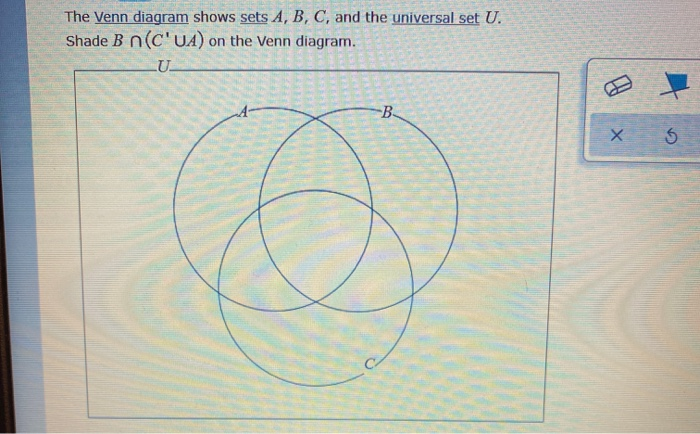Solved The Venn diagram shows sets A, B, C, and the | Chegg.com