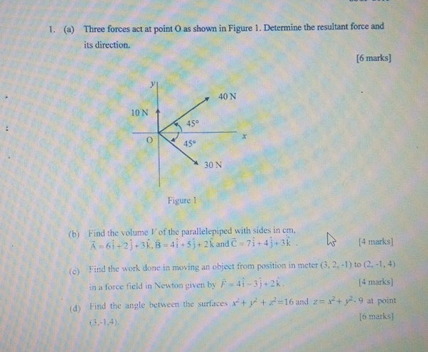 Solved A ﻿three Forces Act At Point O As Shown In Figure