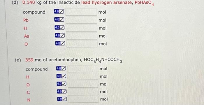 Solved Determine the number of moles of the compound and | Chegg.com