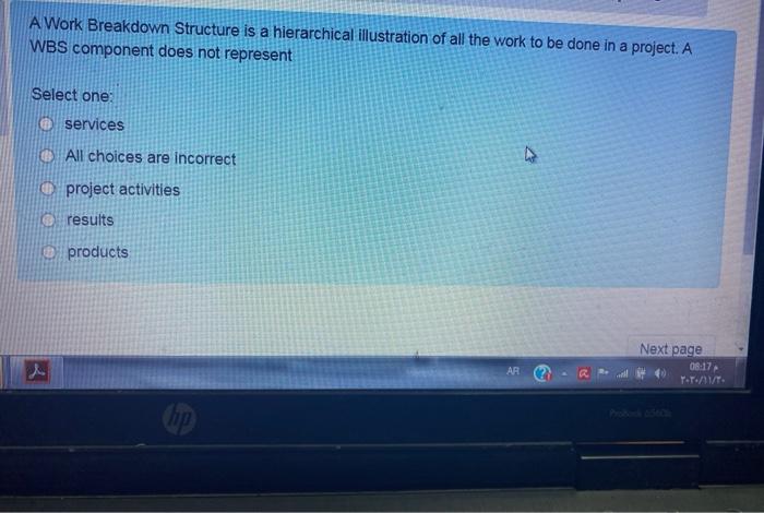 Solved A Work Breakdown Structure is a hierarchical | Chegg.com