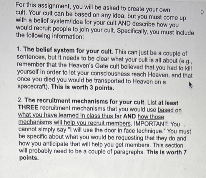 Solved 0 For this assignment, you will be asked to create | Chegg.com