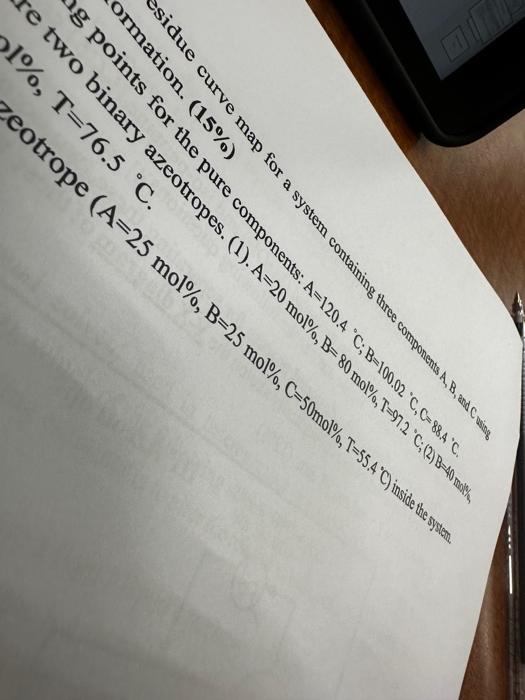 Solved try to sketch the residue curve map for a system | Chegg.com
