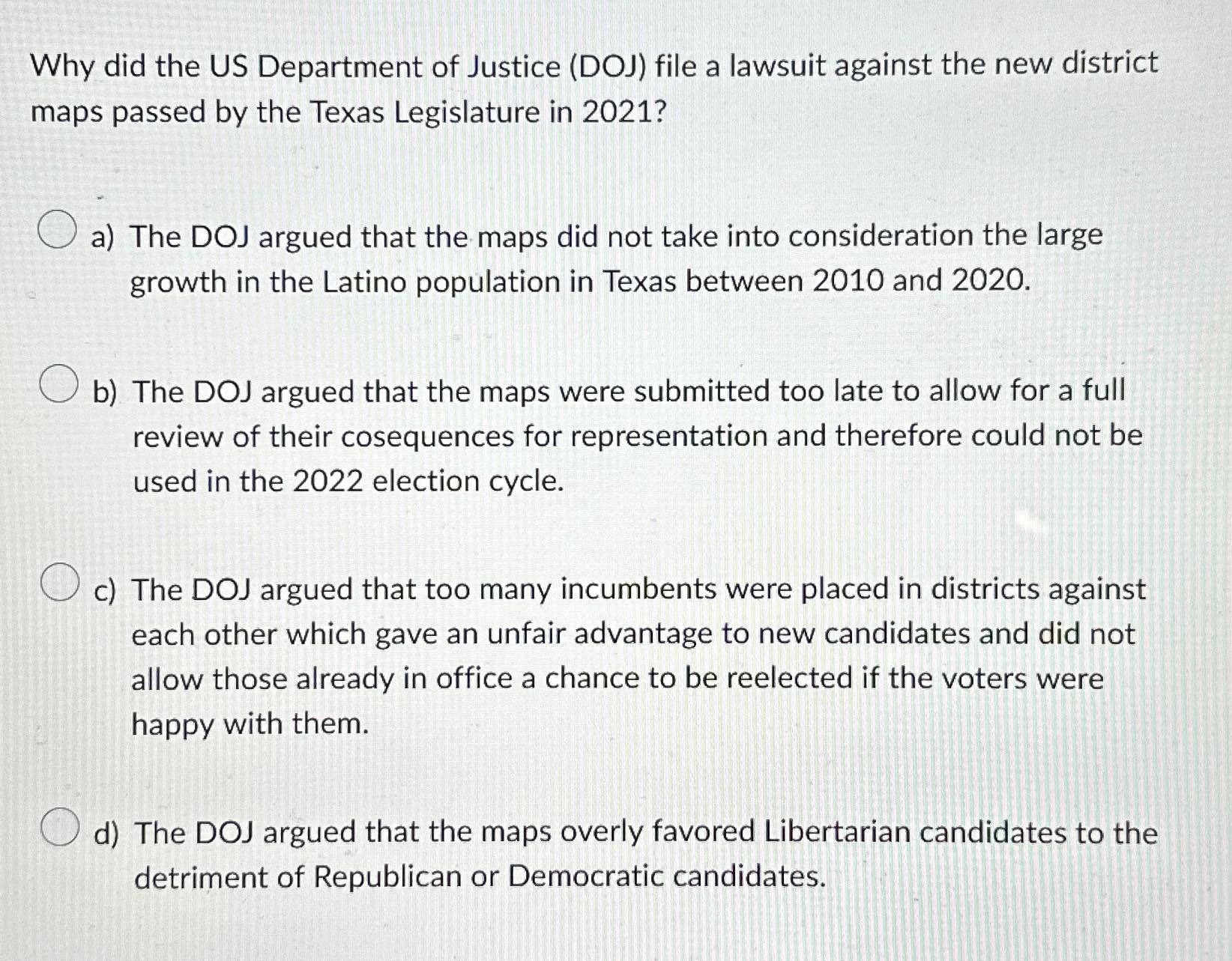 Solved Why did the US Department of Justice (DOJ) file a | Chegg.com