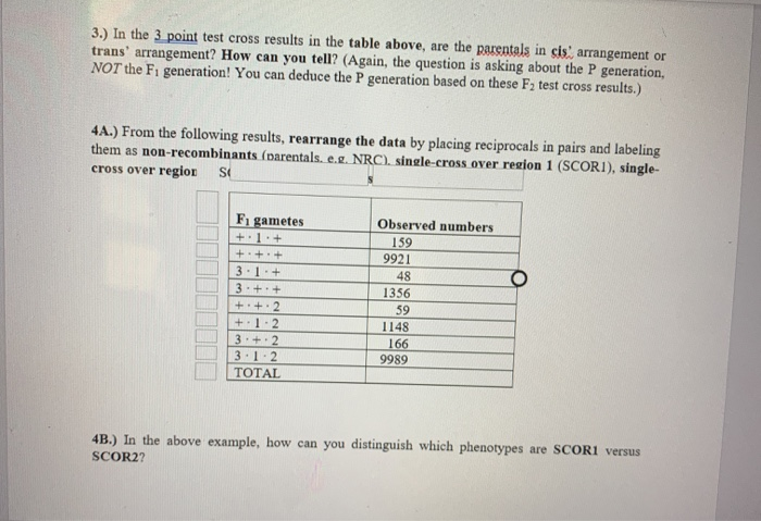 Solved 1.) Consider the following two-point test cross, | Chegg.com