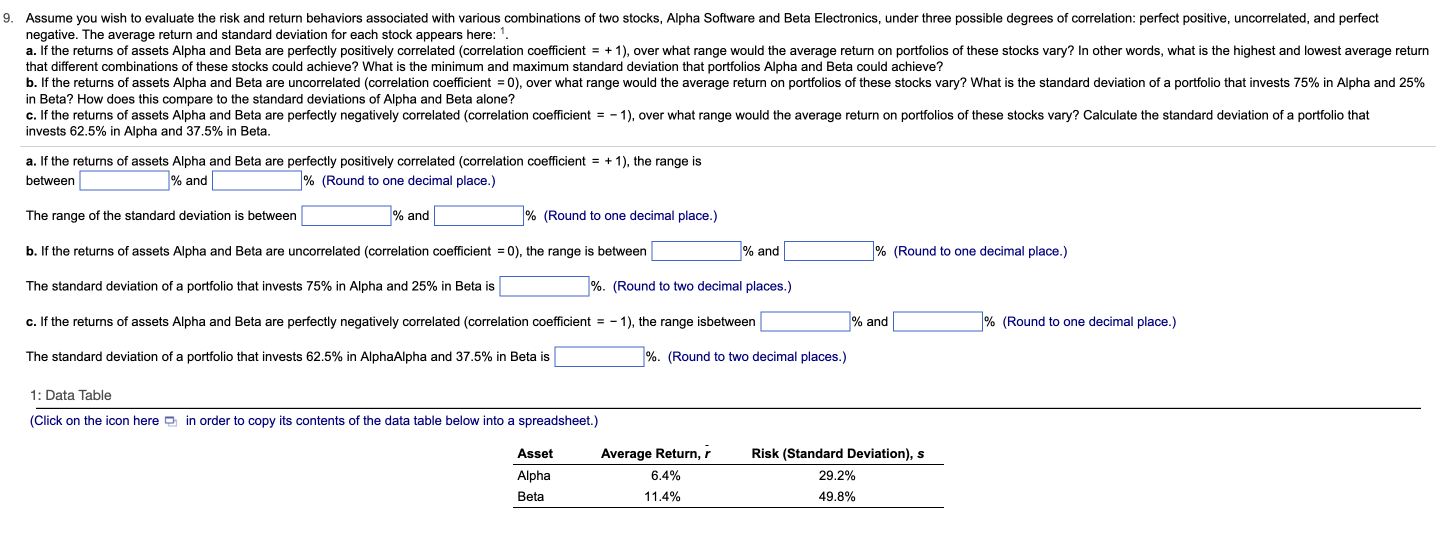 Solved negative. The average return and standard deviation | Chegg.com