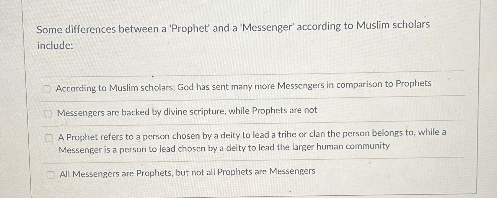 Solved Some differences between a 'Prophet' and a | Chegg.com