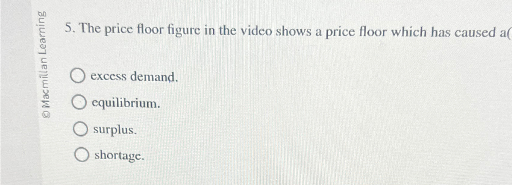 Solved The price floor figure in the video shows a price | Chegg.com
