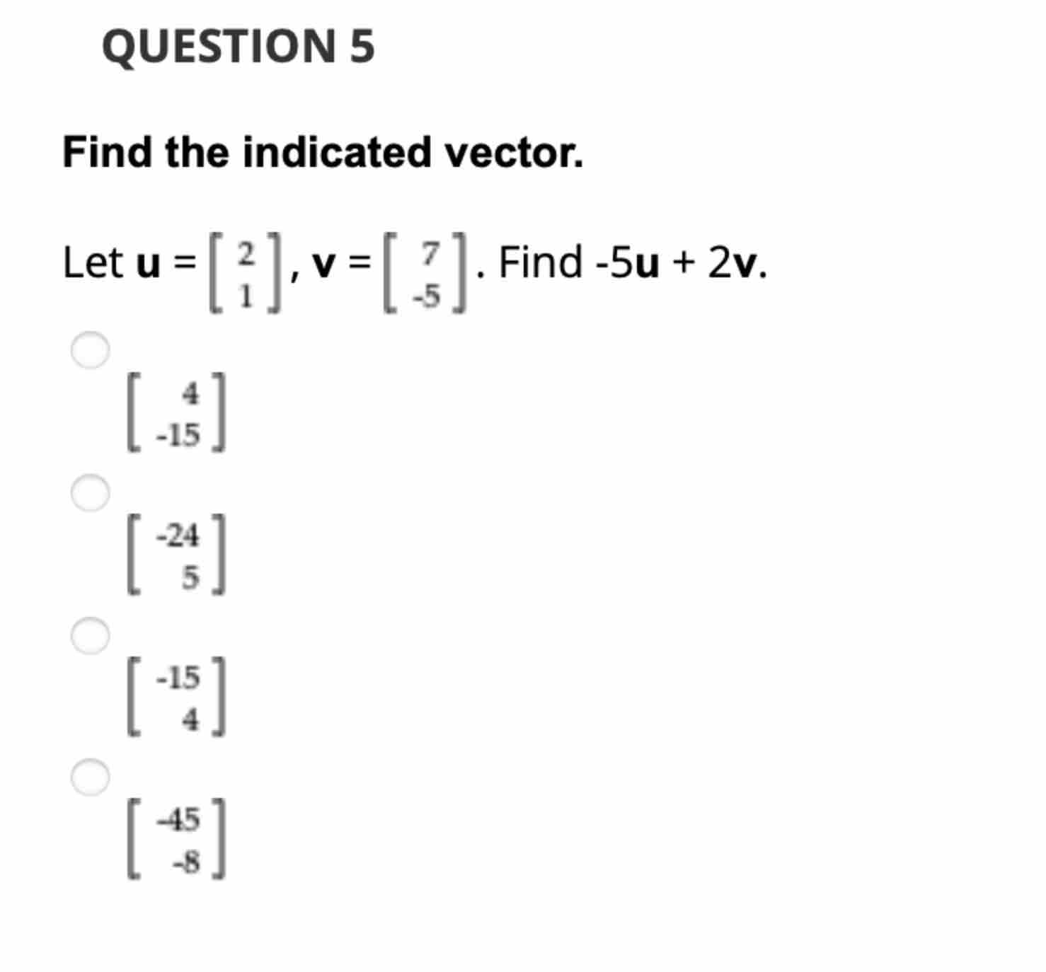 Solved QUESTION 5Find the indicated vector.Let | Chegg.com