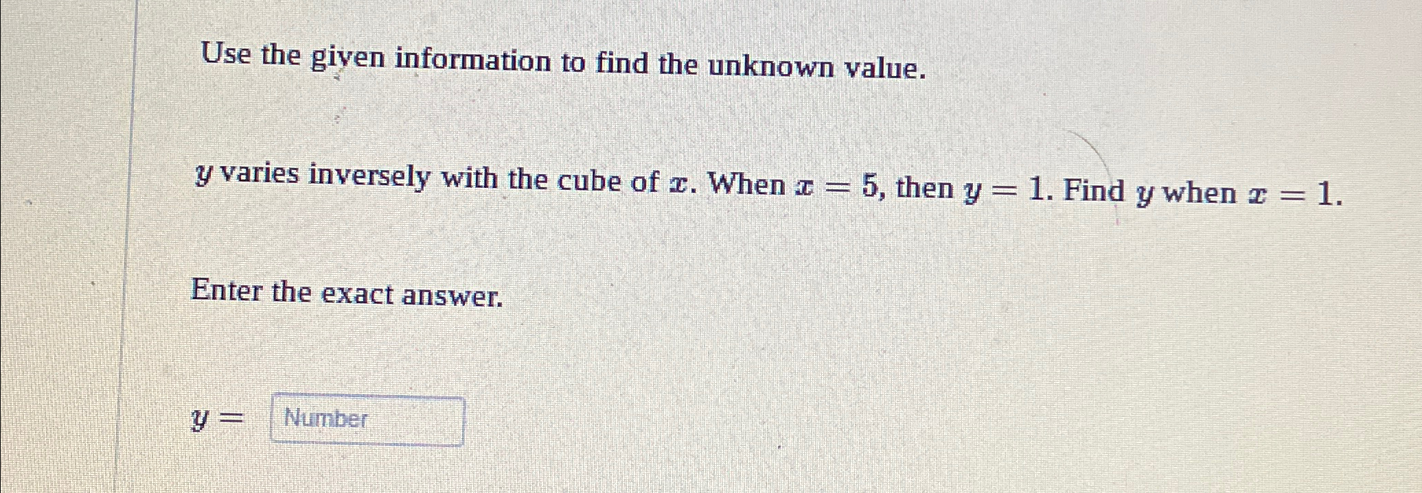Solved Use the giyen information to find the unknown value.y | Chegg.com