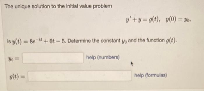 Solved The unique solution to the initial value problem | Chegg.com