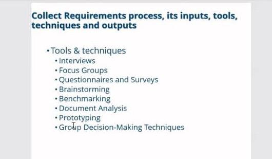 Solved Collect Requirements process, its inputs, tools, | Chegg.com