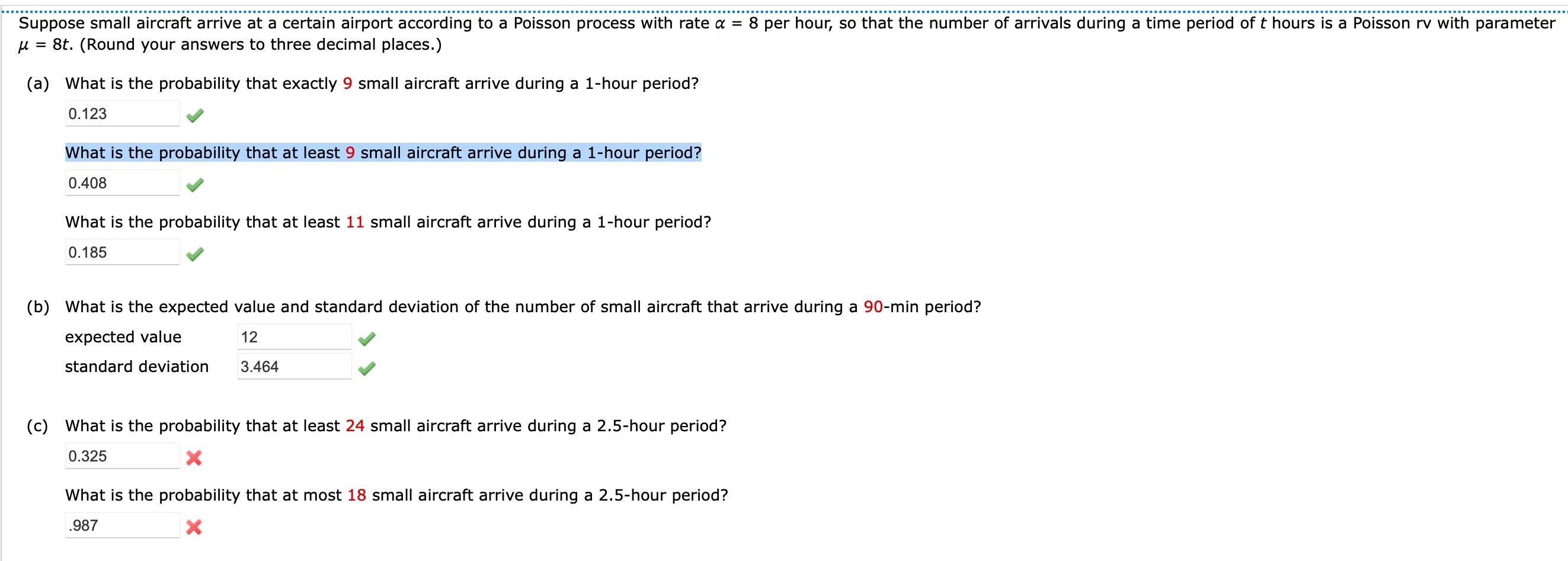 Solved μ=8t. (Round your answers to three decimal | Chegg.com