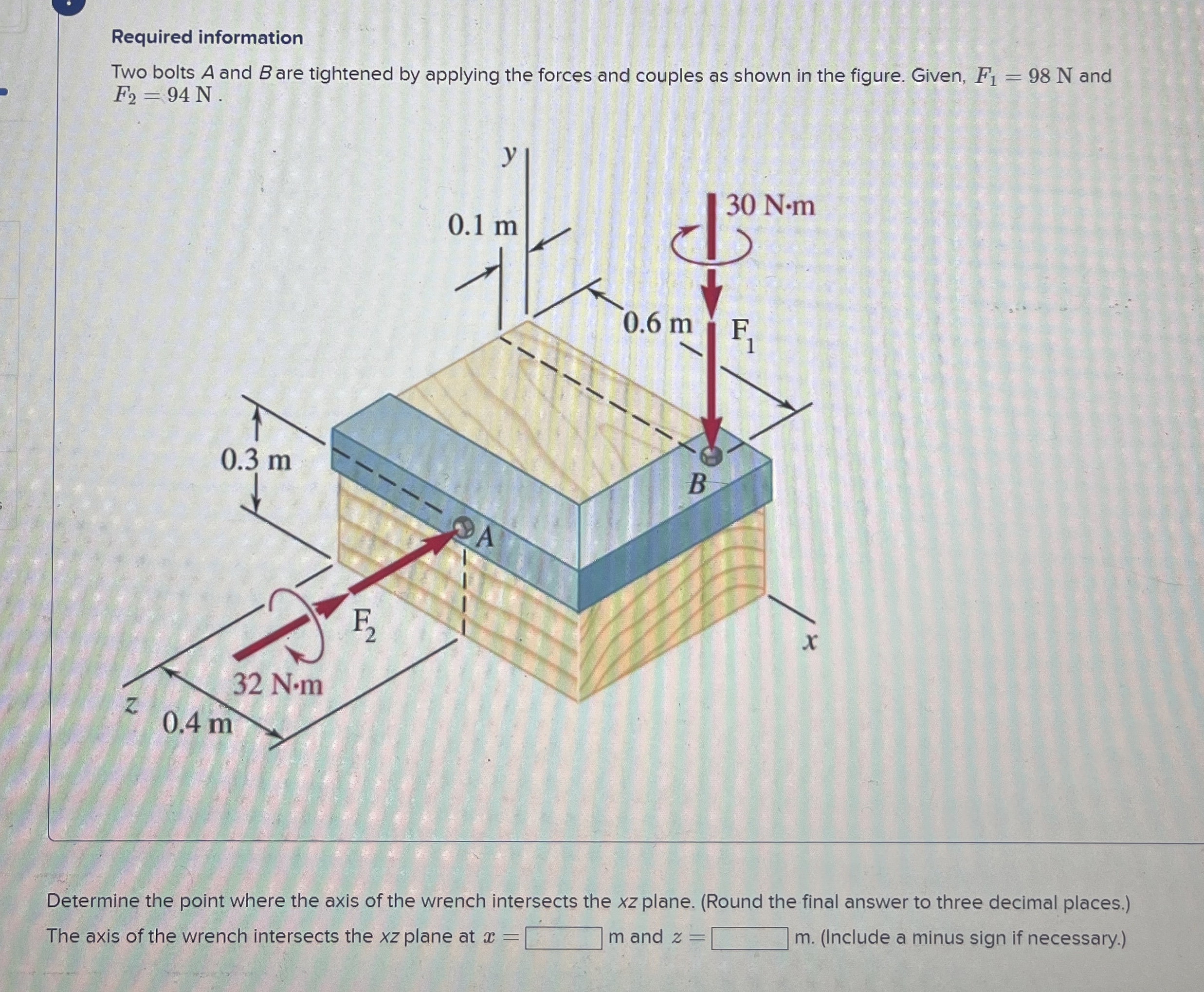 Solved Required informationTwo bolts A and B ﻿are tightened | Chegg.com