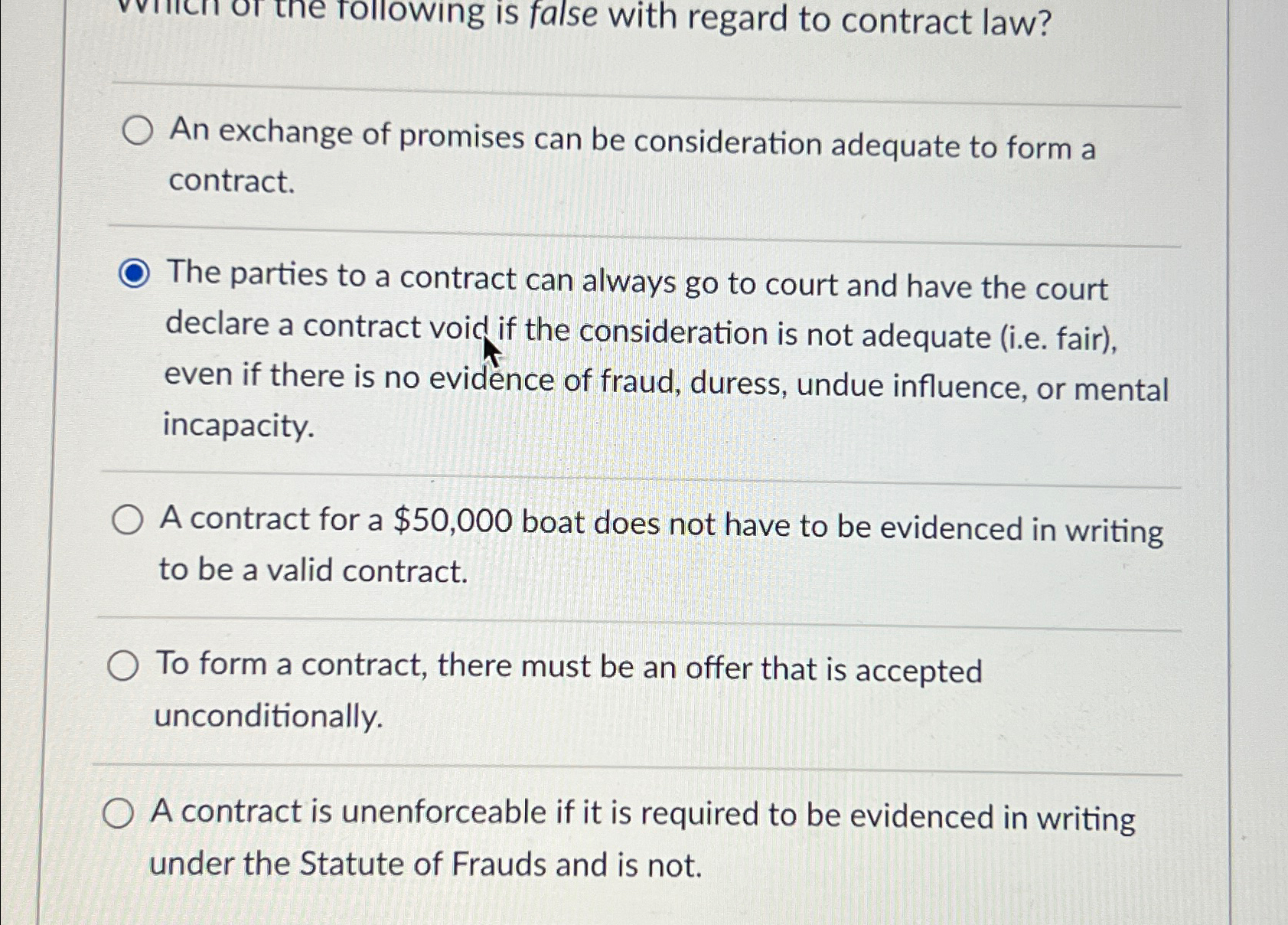 Solved An exchange of promises can be consideration adequate | Chegg.com