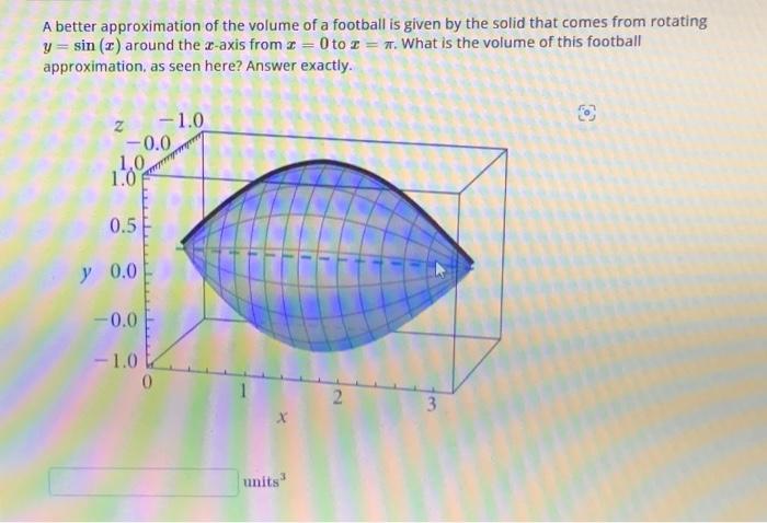 Solved A better approximation of the volume of a football is | Chegg.com