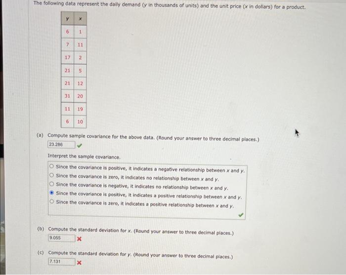 Solved A Compute Sample Covariance For The Above Data