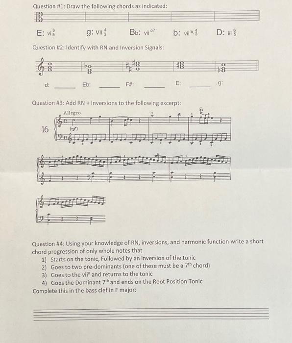 Question \#1: Draw the following chords as indicated: | Chegg.com