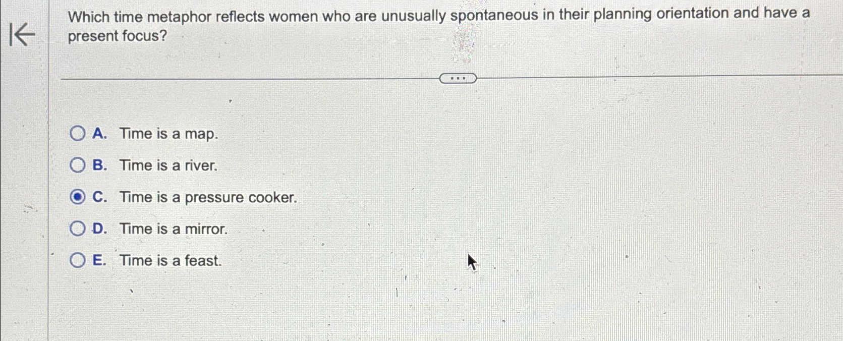 Solved Which time metaphor reflects women who are unusually | Chegg.com