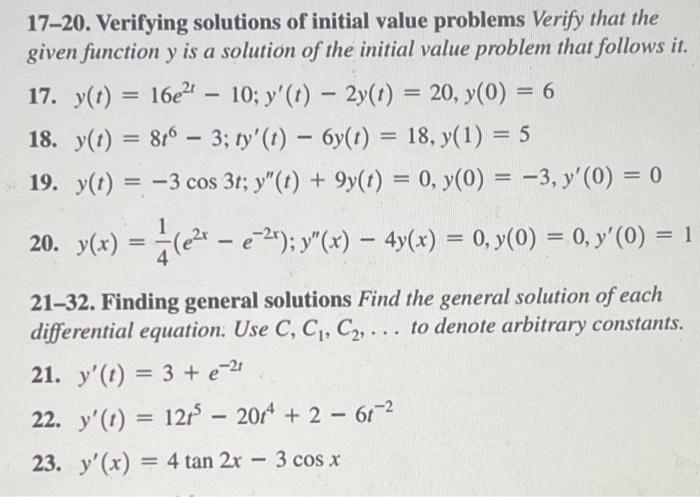 Solved f 7-16. Verifying general solutions Verify that the | Chegg.com