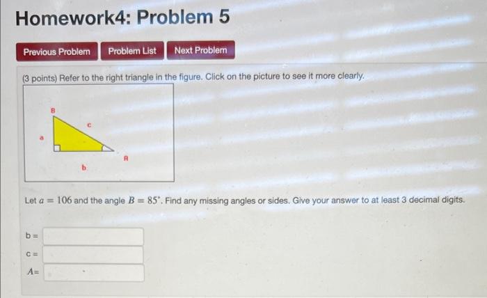 Solved (3 points) Refer to the right triangle in the figure. | Chegg.com
