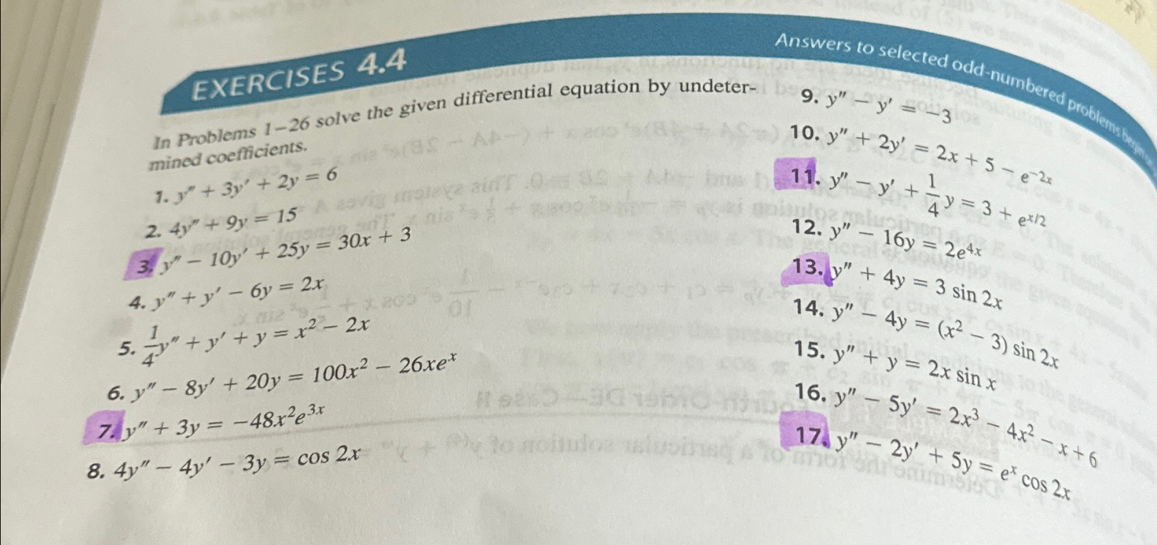 Solved EXERCISES 4.4In Problems 1-26 ﻿solve the given | Chegg.com