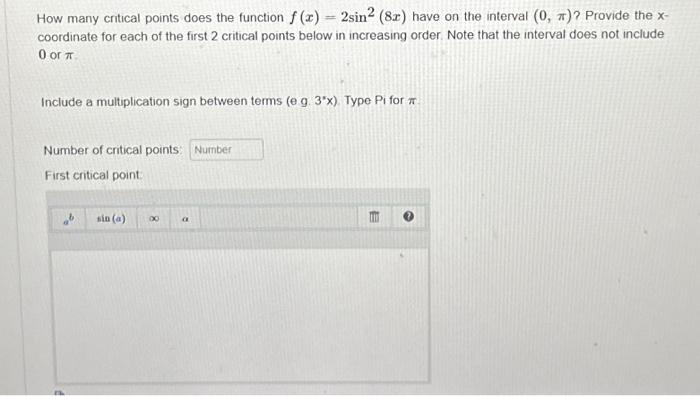Solved How many critical points does the function f(x) = | Chegg.com