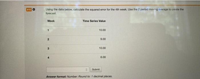 Solved Using the data below, calculate the squared error for | Chegg.com