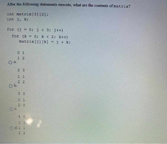 Solved After the following statements execute, what are the | Chegg.com