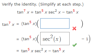 Solved Verify the identity. (Simplify at each step.) | Chegg.com