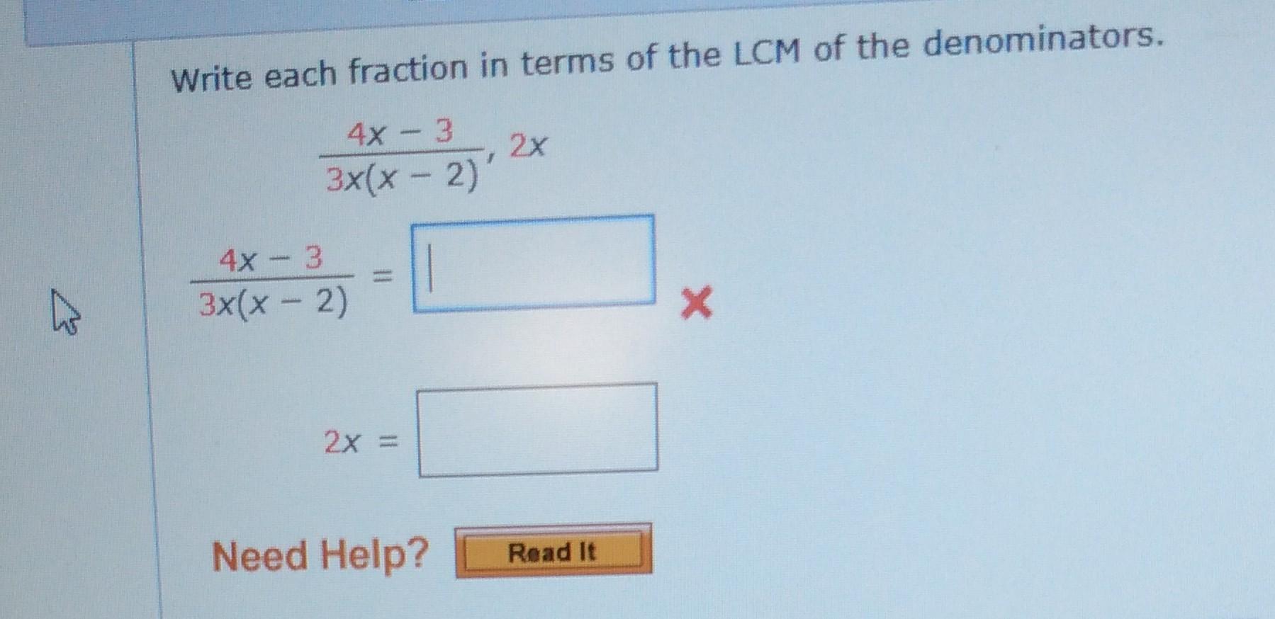 Solved Write each fraction in terms of the LCM of the | Chegg.com